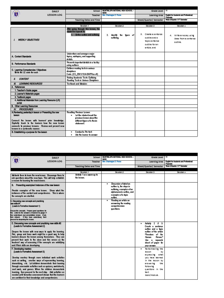 Eapp Week5 DLL Ponce Charmagne | PDF | Learning | Teachers