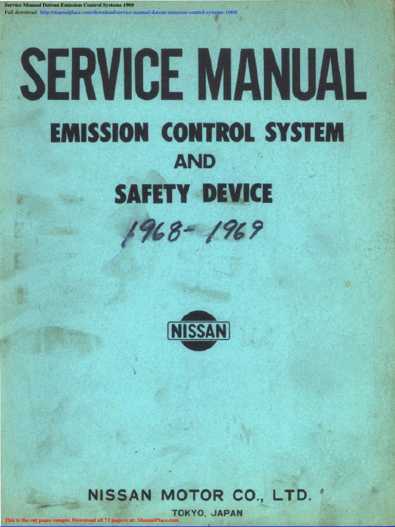 Service Manual Datsun Emission Control Systems 1969 | PDF | Home & Garden | Technology & Engineering