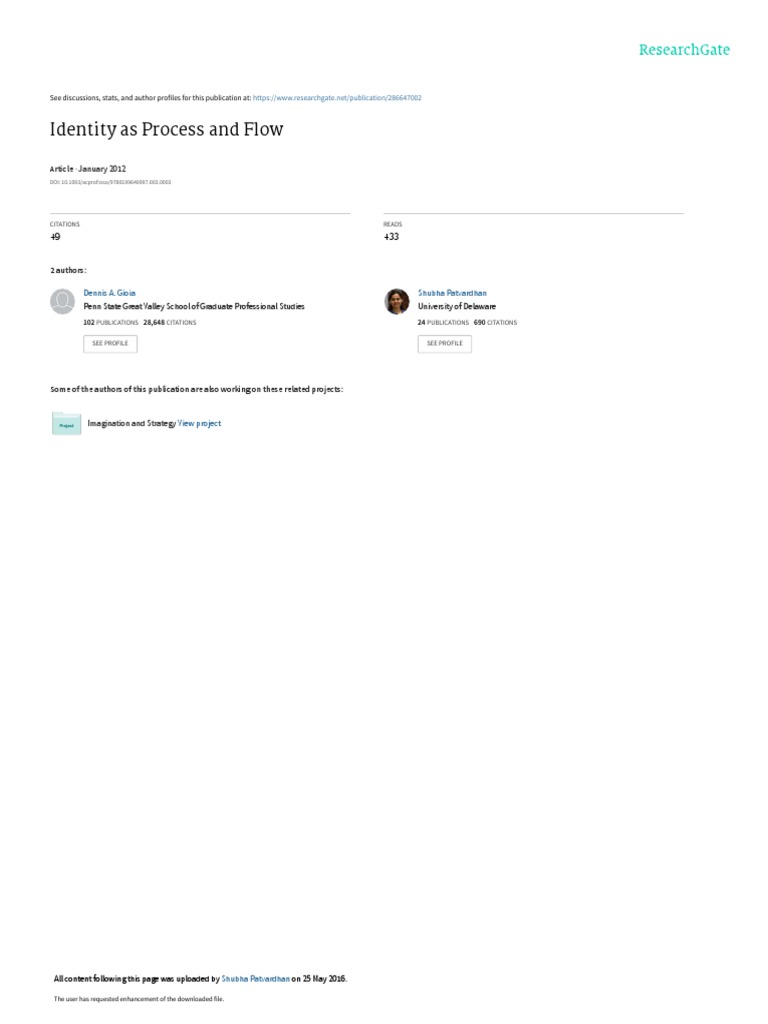 Identity As Process and Flow | PDF