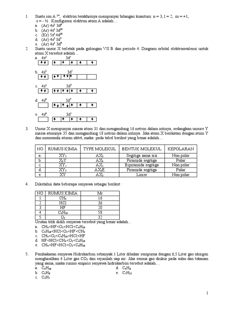 Naskah Soal Tuc 2 Un Kimia Dinas 0809 | PDF