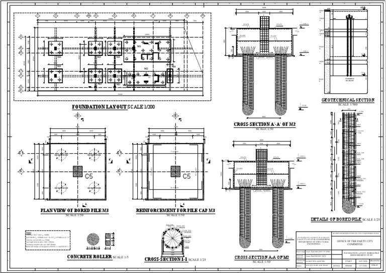 Str.09-Foundation Layout-Bored Pile Reinforement of M3 | PDF