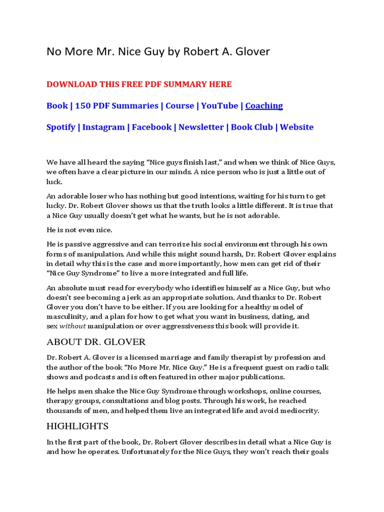 No More Mr. Nice Guy | Download Free PDF | Psychology | Behavioural ...