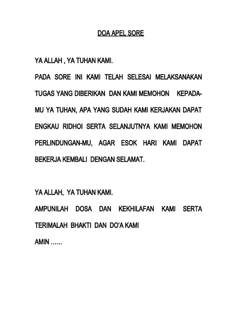 Doa Apel Sore | PDF