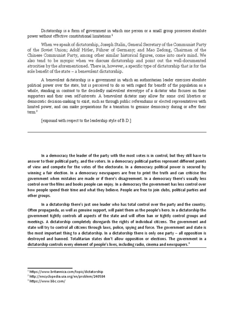 Dictatorship - Democracy | PDF | Dictatorship | Democracy