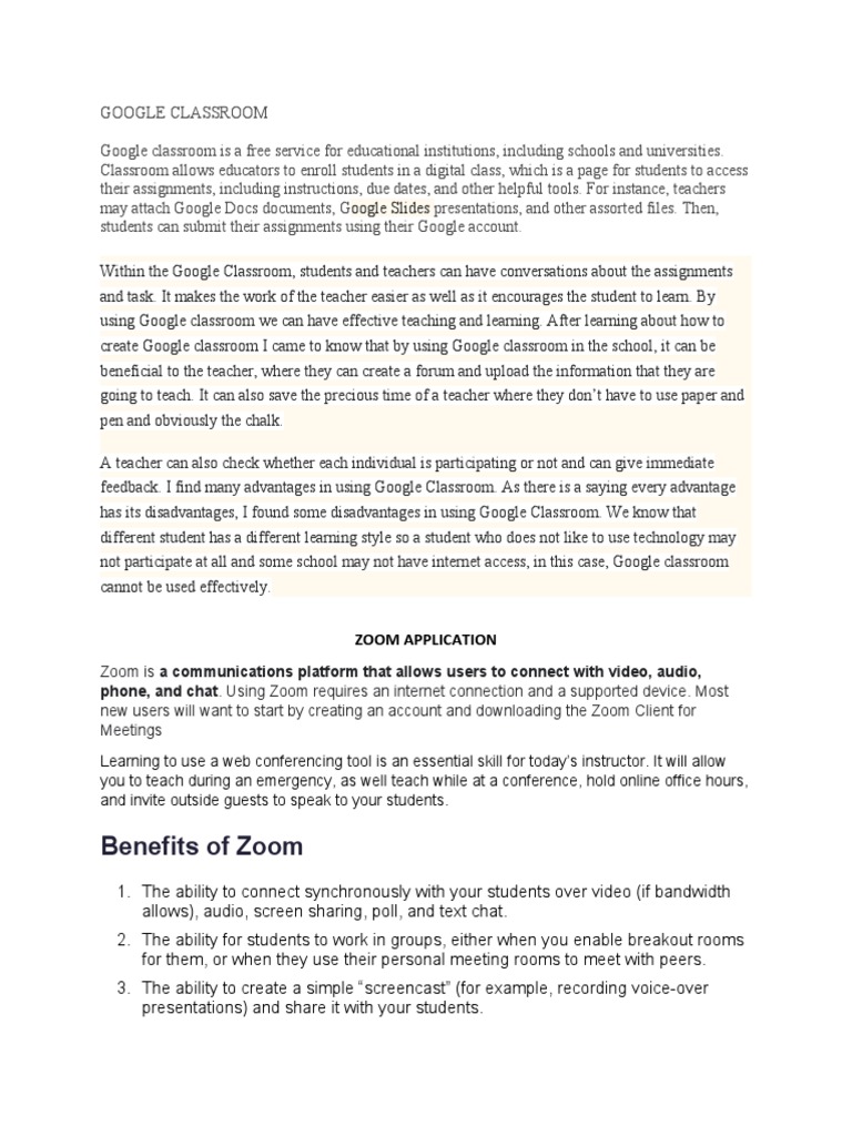 GOOGLE CLASSROOM Reflections | PDF | Internet | Classroom