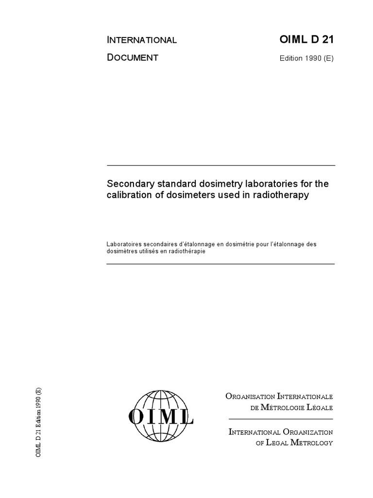 Oiml D 21: Nternational Ocument | PDF | Dosimetry | Calibration
