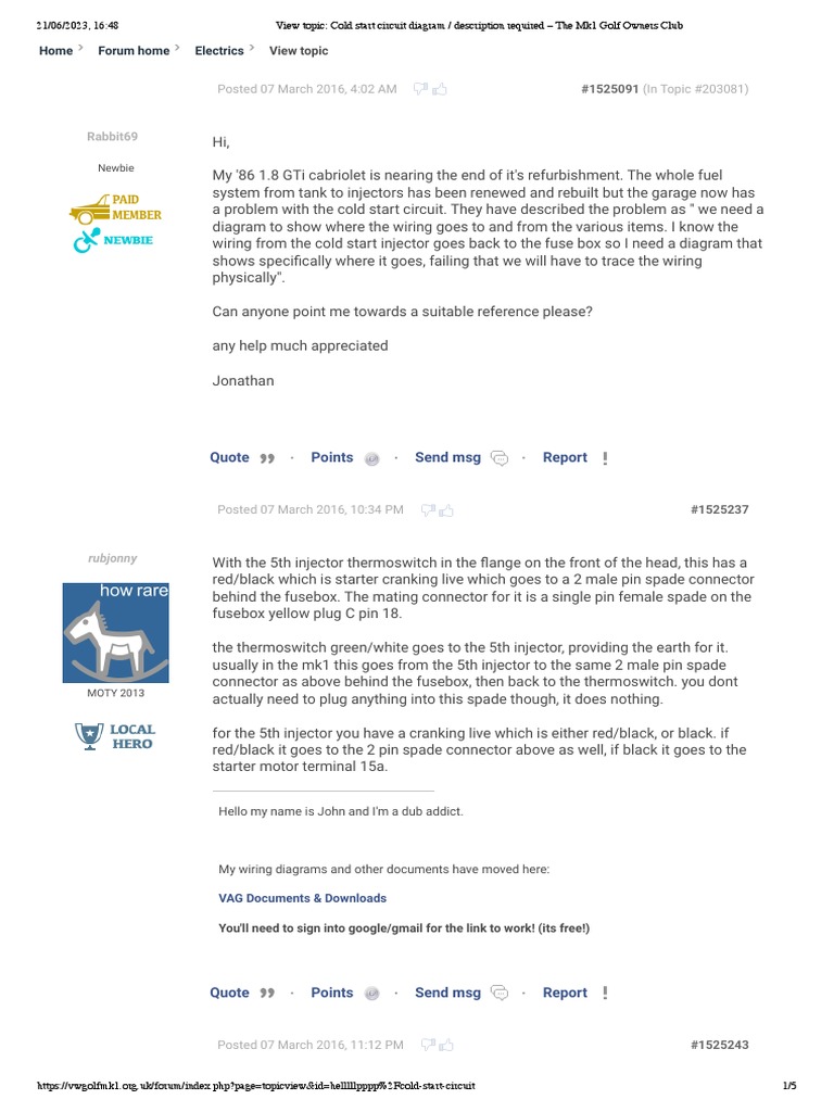 View Topic - Cold Start Circuit Diagram - Description Required - The ...