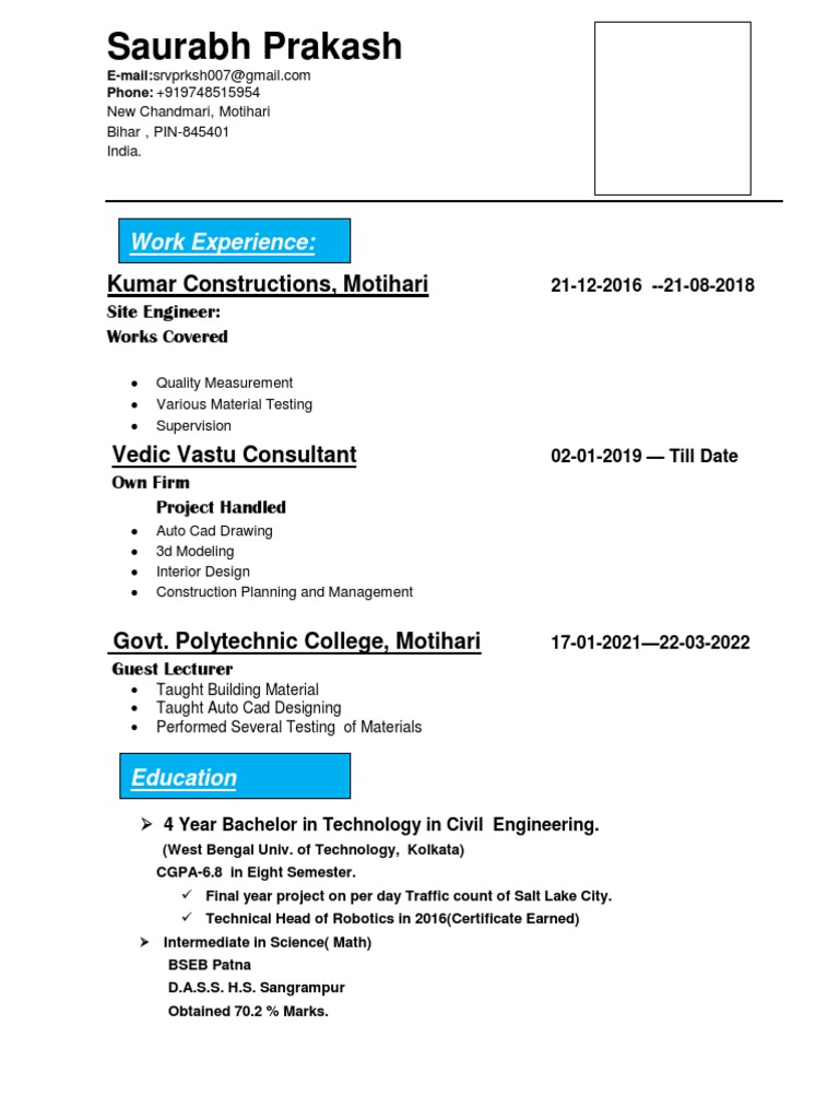Saurabh Prakash Resume Pdf