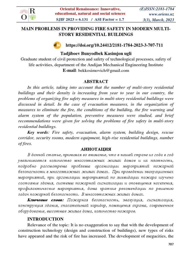 Main Problems in Providing Fire Safety in Modern Multi Story ...