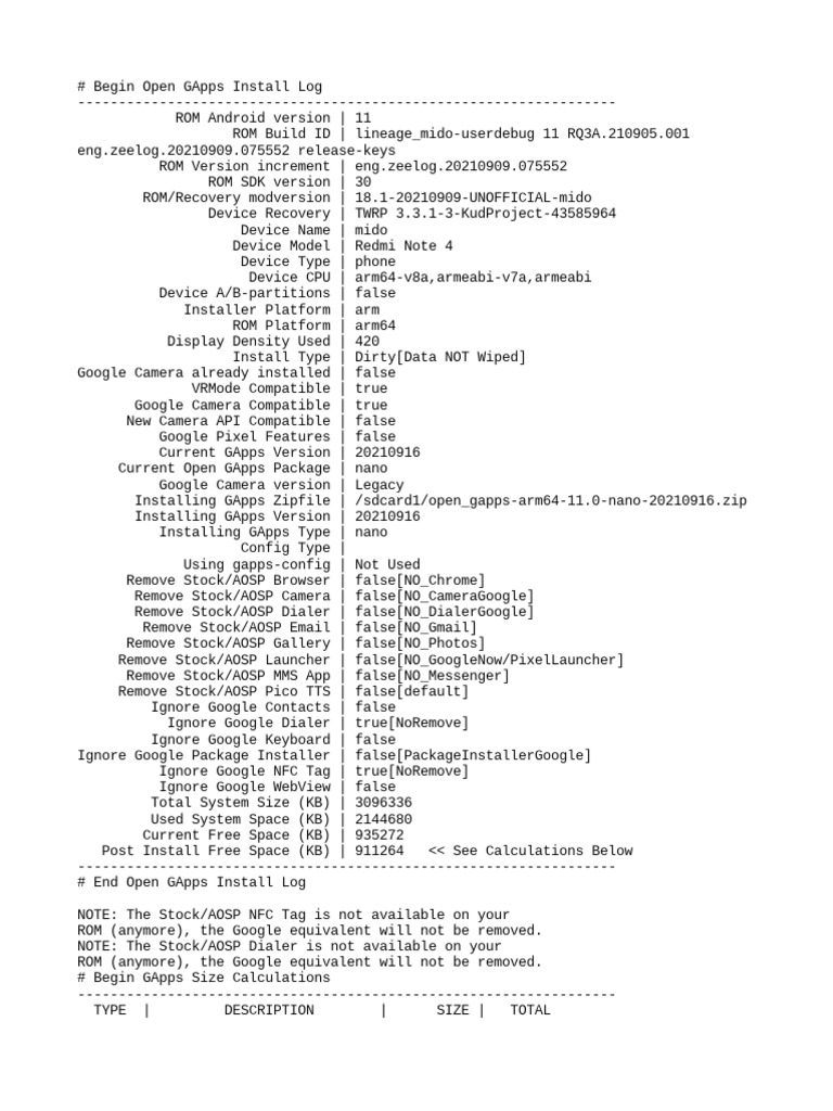Open Gapps Log | PDF