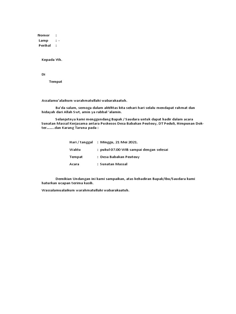 Undangan Sunat Massal | PDF