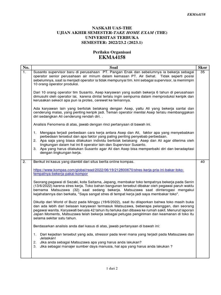 Naskah EKMA4158 The 1 | PDF