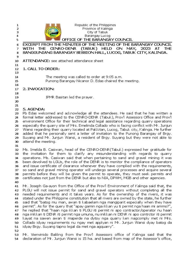 Meeting With Cenro-Denr (Emelinda Collado Case) | PDF