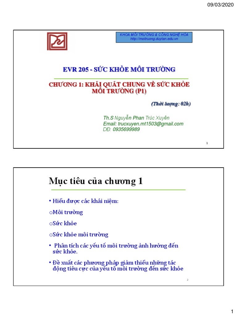 EVR205-Suc Khoe Moi Truong-2021F-Lecture Slides-1 | PDF