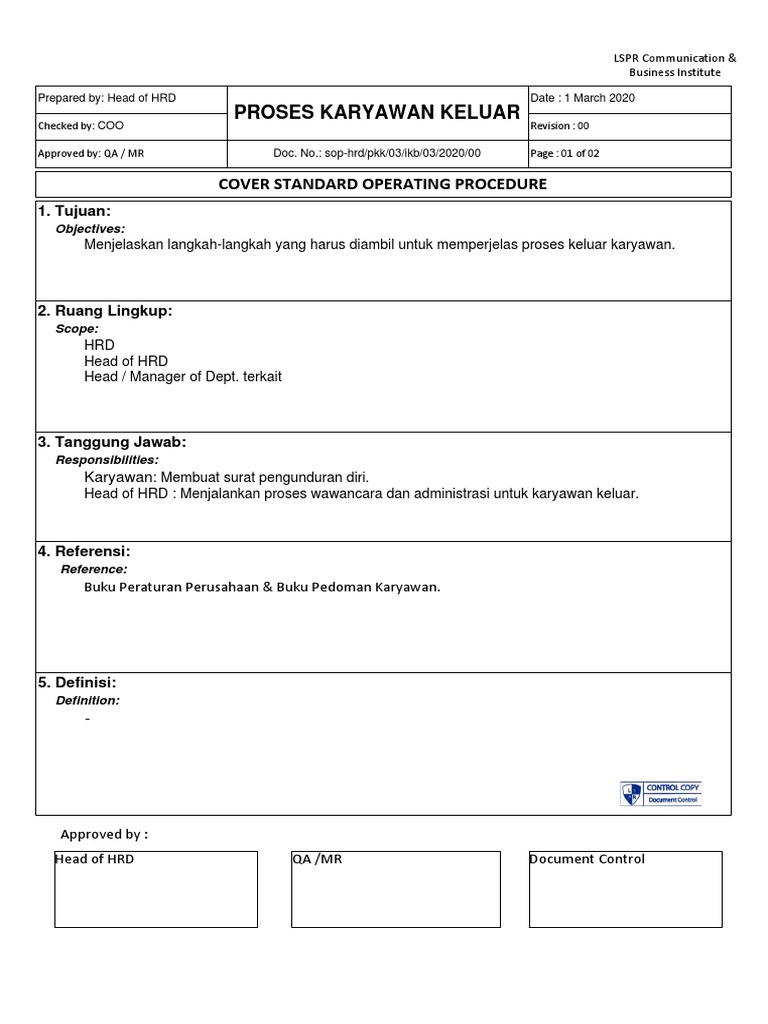 IKB SOP Proses Karyawan Keluar 1 | PDF