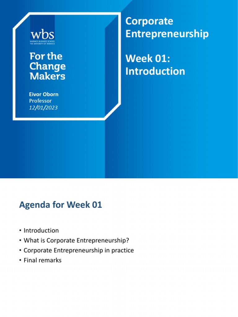 Week 1-Lecture | PDF | Entrepreneurship | Innovation