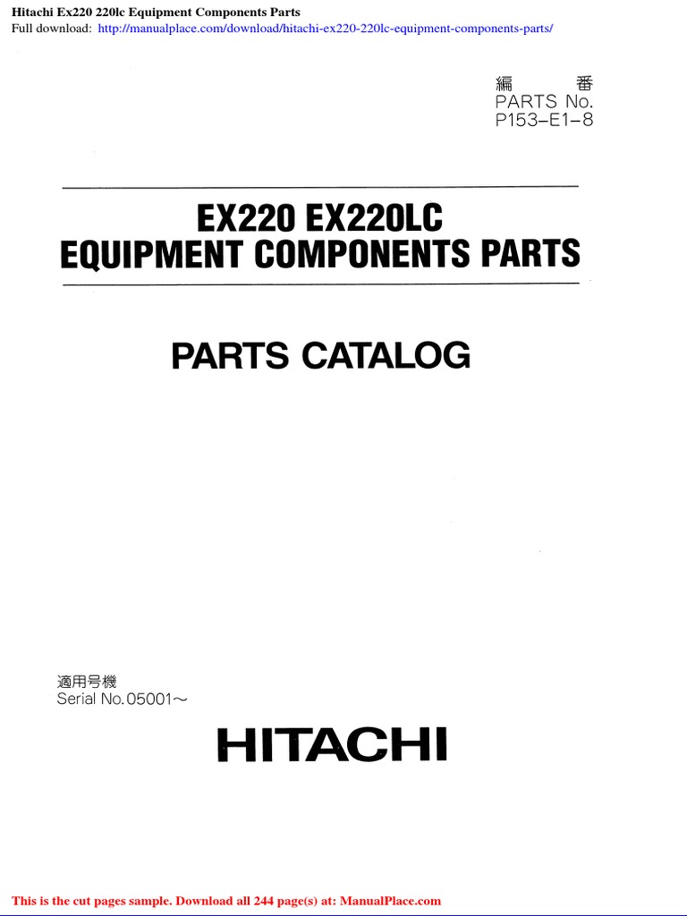 Hitachi Ex220 220lc Equipment Components Parts | PDF