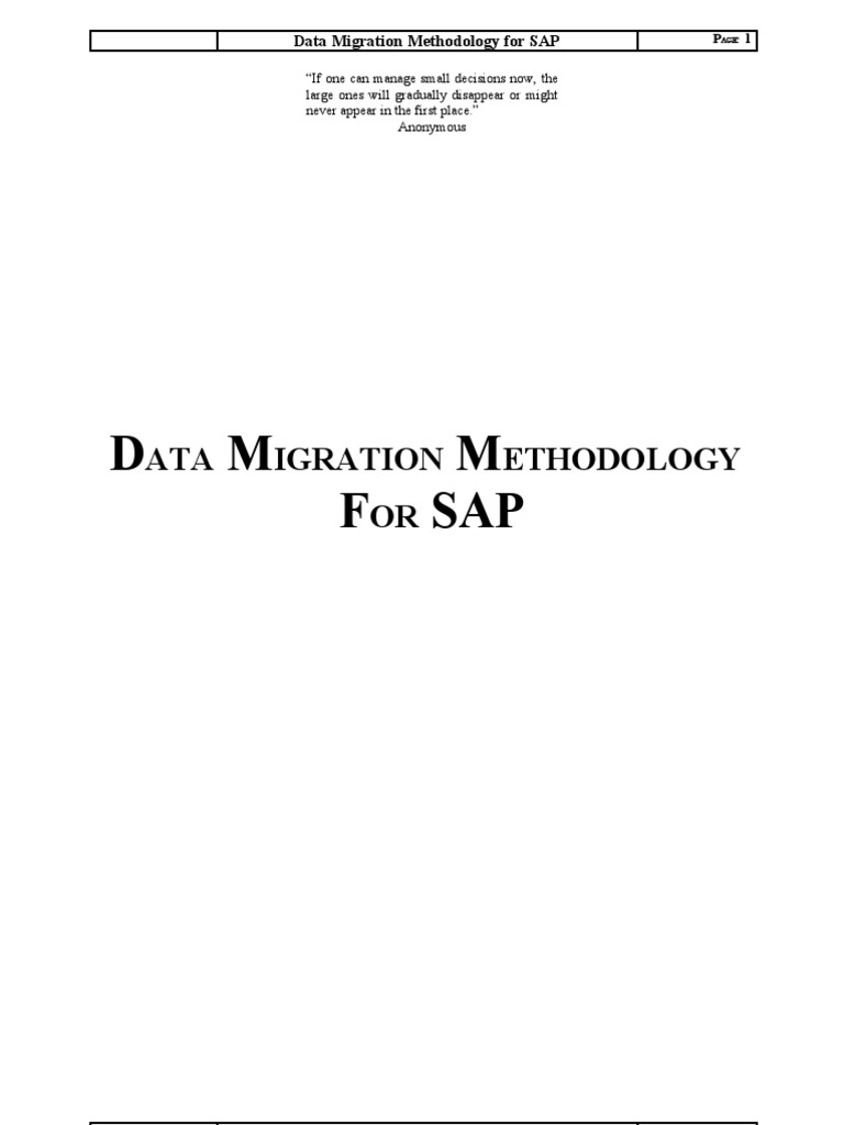 SAP Data Migration Methodology Guide | PDF | Business Process | Workload