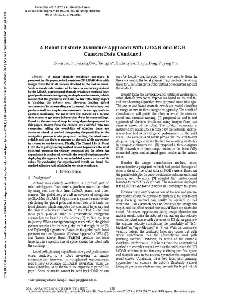 Robot Obstacle Avoidance with LiDAR & RGB | PDF | Lidar | Deep Learning