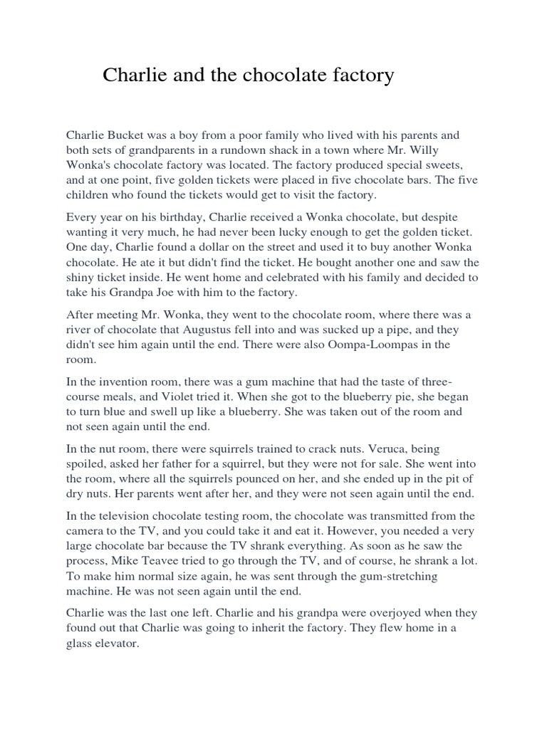 Charlie and The Chocolate Factory | PDF