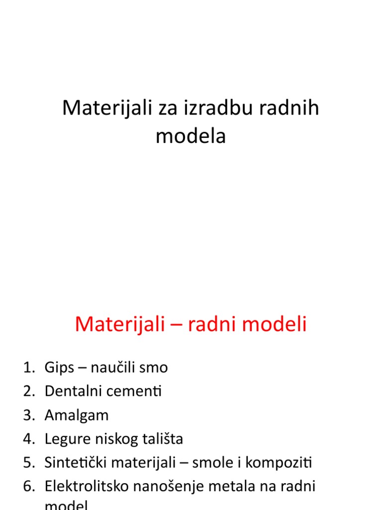 Materijali Za Izradbu Radnih Modela | PDF