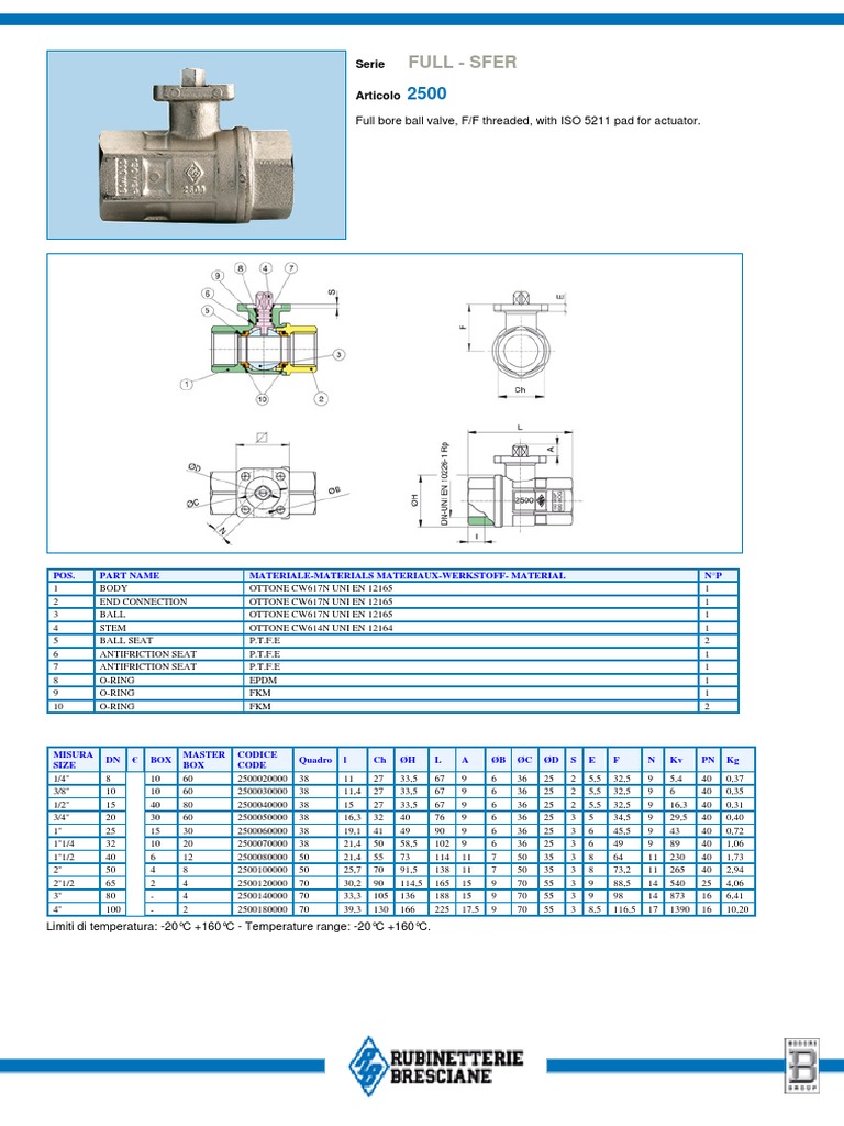 2500_Brass_Ball_valve_ISO_5211 | PDF | Chemical Engineering | Building Materials
