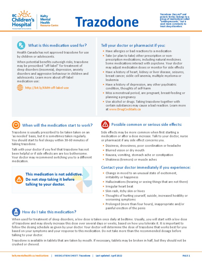 Trazodone MedicationSheet2022 | PDF