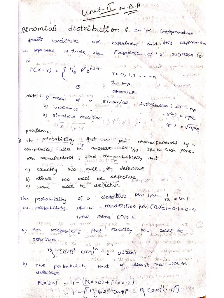 Binomial Distribution (P&S) Notes | PDF
