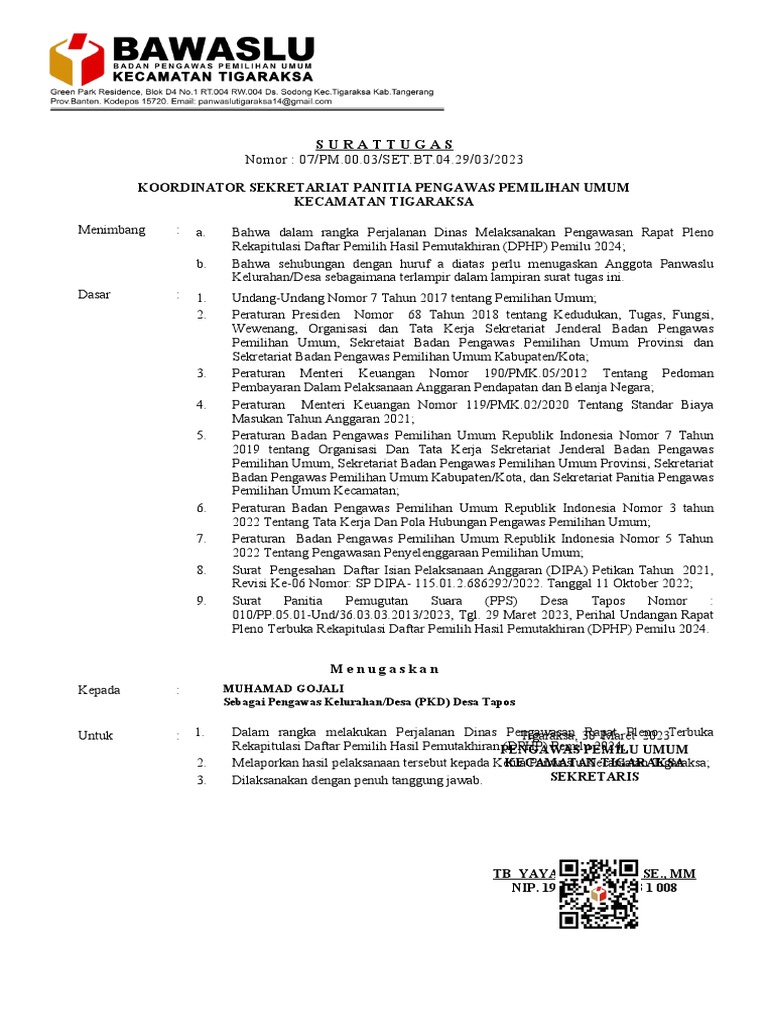 ST PKD Pengawasan Rapat Pleno Terbuka Rekap DPHP Desa Pematang Tapos ...