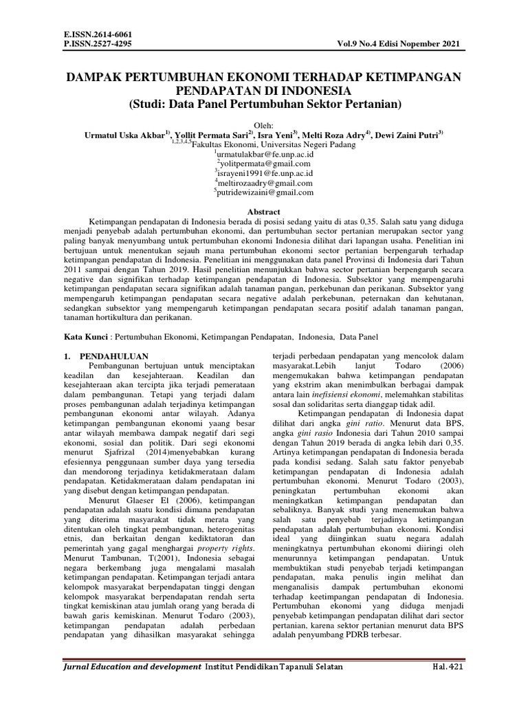 Dampak Pertumbuhan Ekonomi Sektor Pertanian terhadap Ketimpangan ...