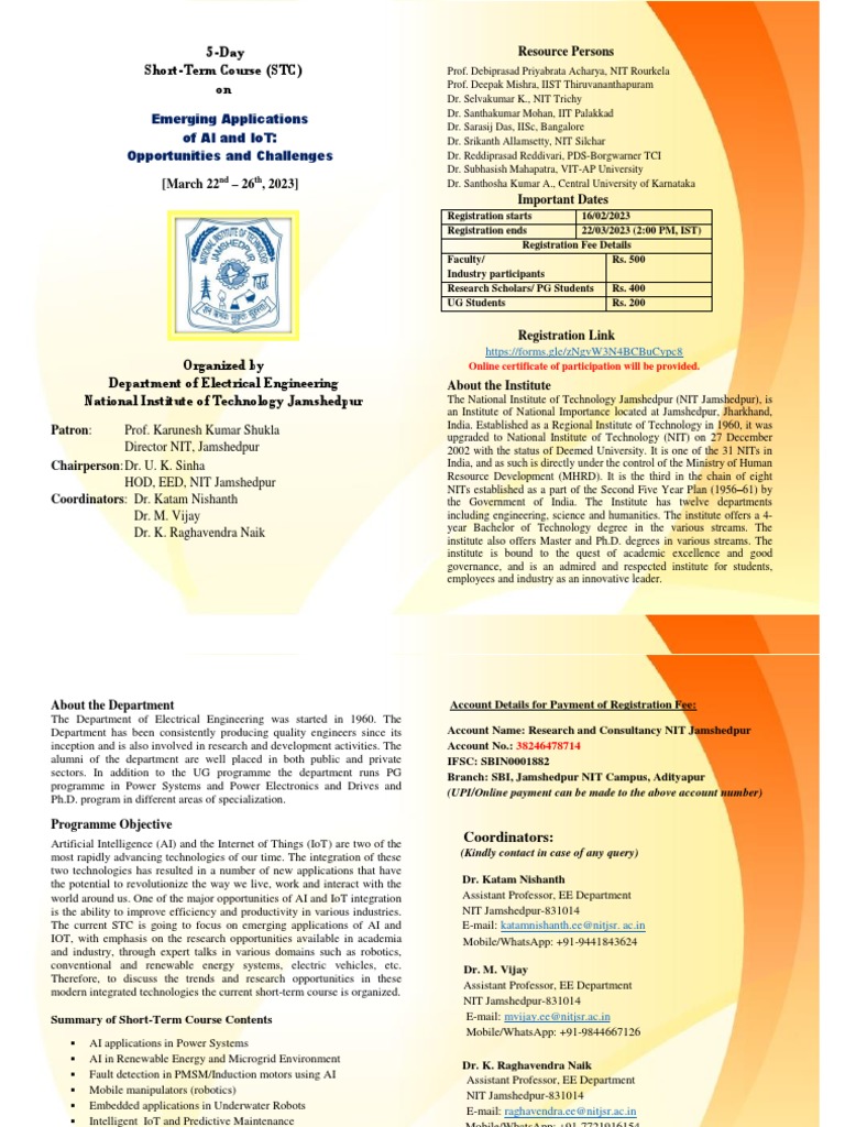 Brochure FDP - AI and IOT - NIT JSR | PDF | Internet Of Things ...