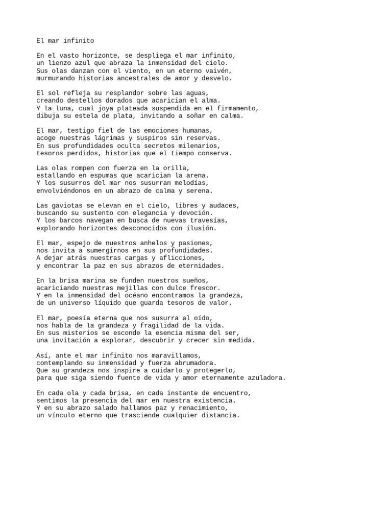 Poema El Mar Infinito | PDF