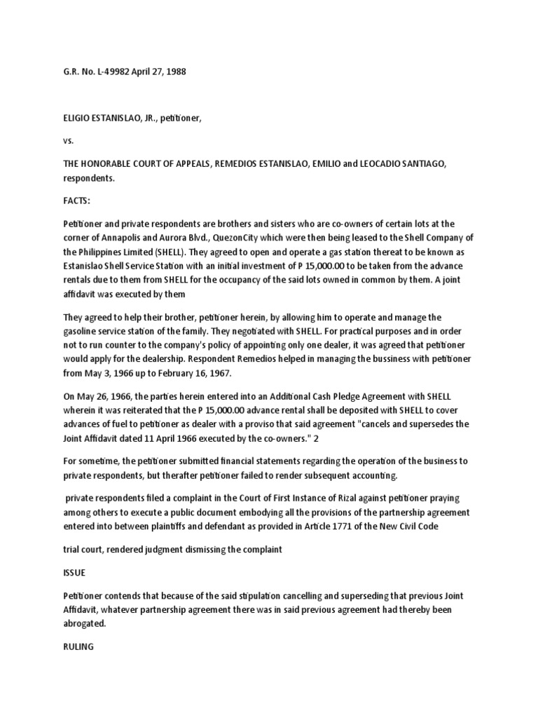 Estanislao, Jr. v. Court of Appeals, G.R. No. L-49982 (1988) | PDF ...