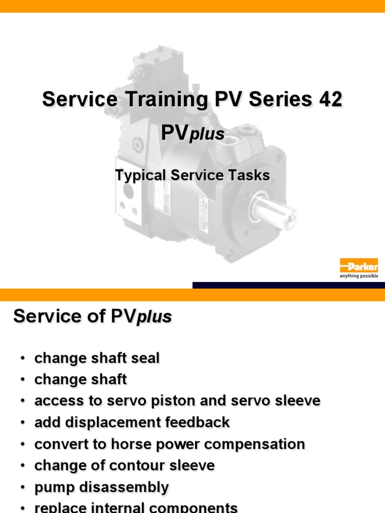 Service Training Parker PV Series 42 | PDF | Screw | Mechanical Engineering
