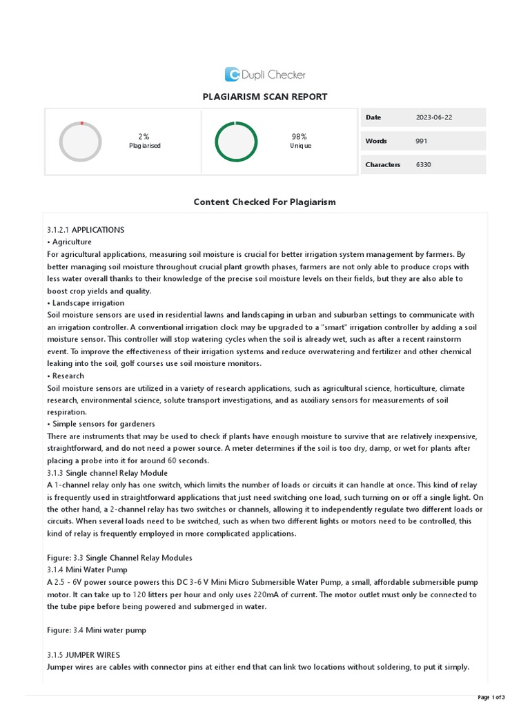 Duplichecker Plagiarism Report 3 | PDF | Arduino | Application Software