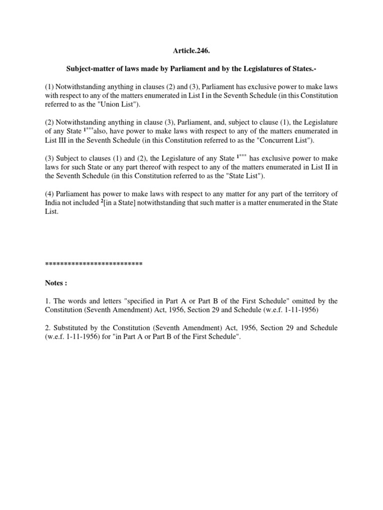 Rm5UKlmZRqquVCpZmQaqkg - Article 246 of The Constitution | PDF