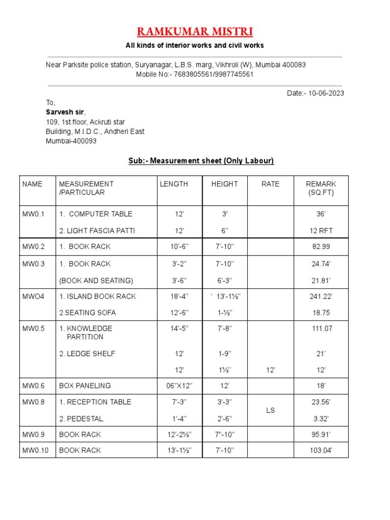 Measurement Sheet | Download Free PDF | Vehicle Technology | Wheeled ...