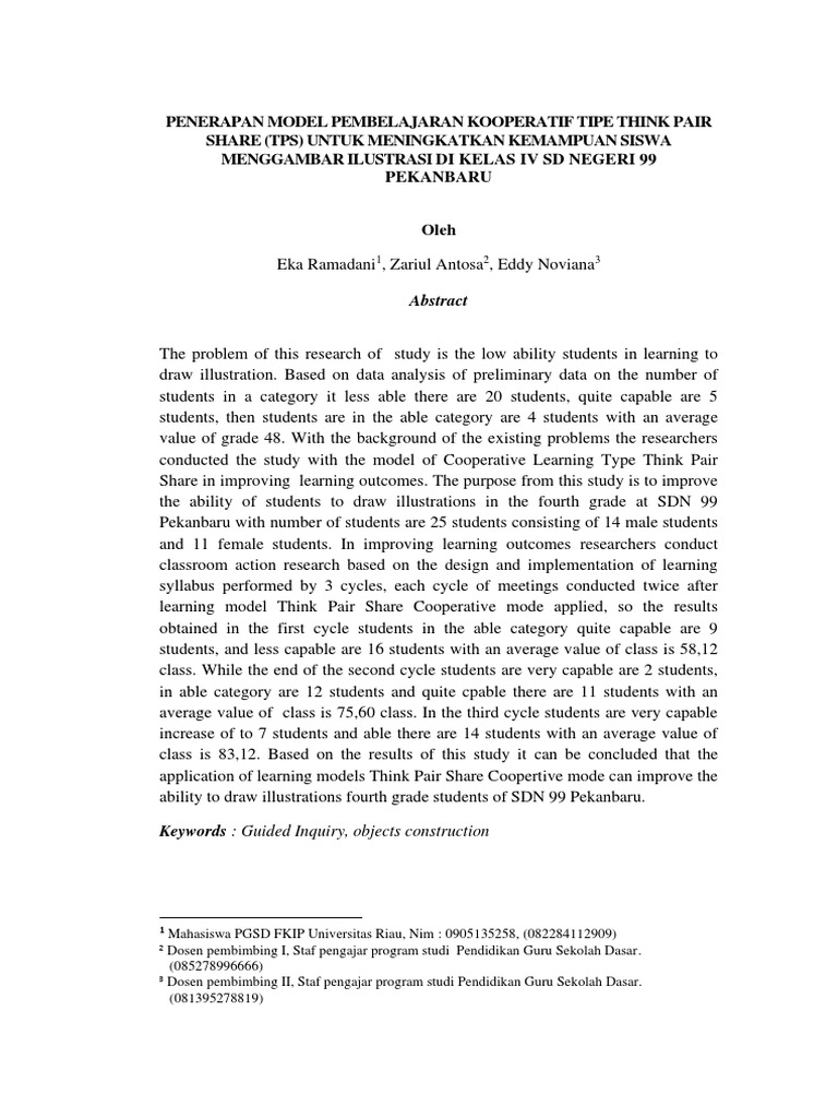 Penerapan Model Pembelajaran Kooperatif Tipe Think Pair | PDF | Science | Cognition