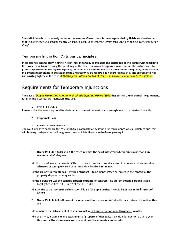 Understanding Temporary Injunctions in India | PDF | Finance & Money Management | Social Science