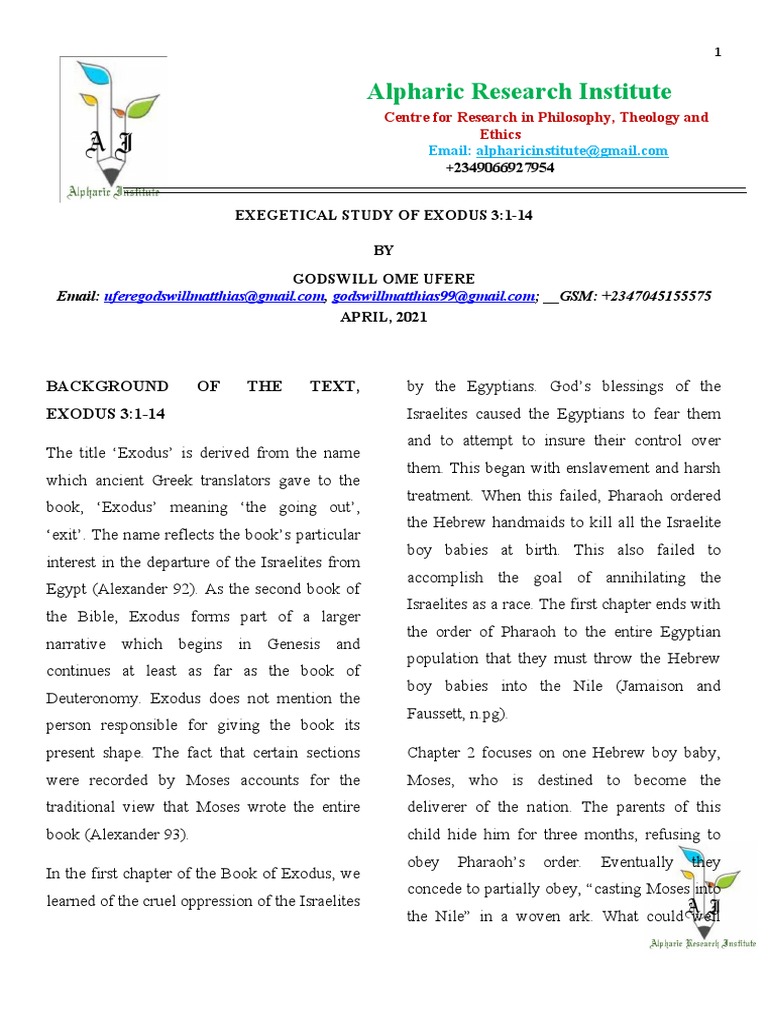 Exegetical Study of Exodus 3 | PDF | Book Of Exodus | Moses