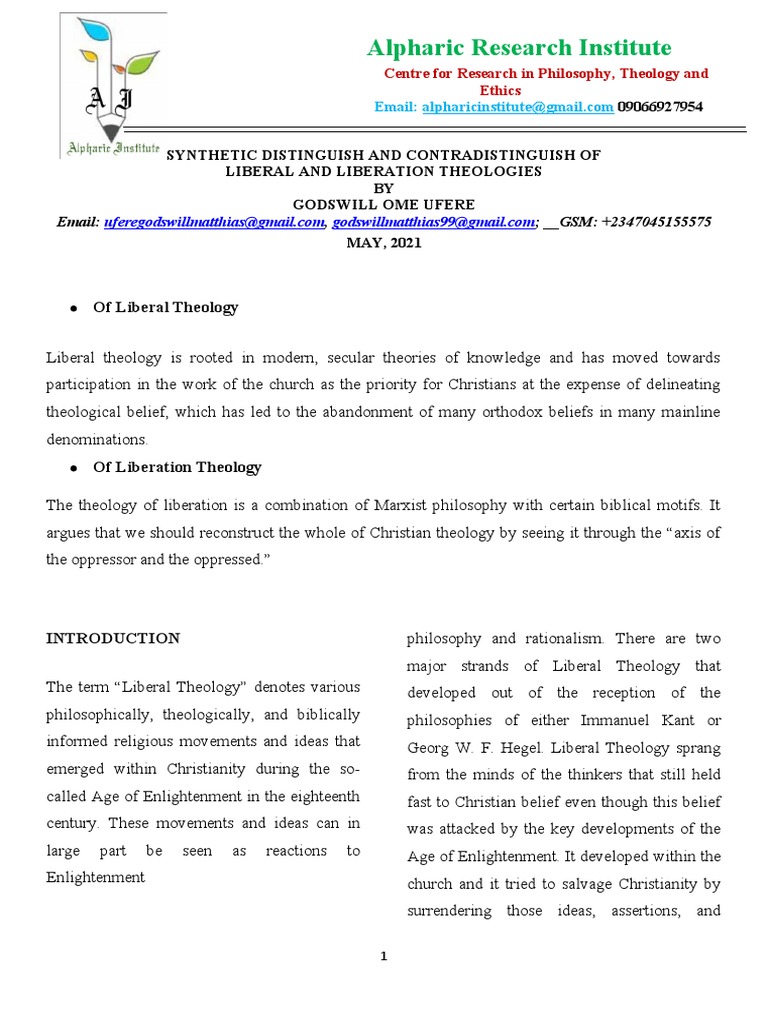 On Liberal and Liberation Theologies | PDF | Theology | Immanuel Kant