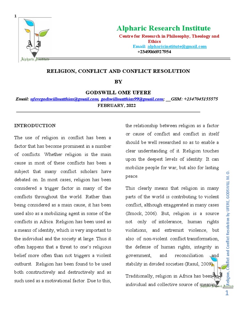 Religion, Conflict and Conflict Resolution | PDF | Shinto | Agnosticism