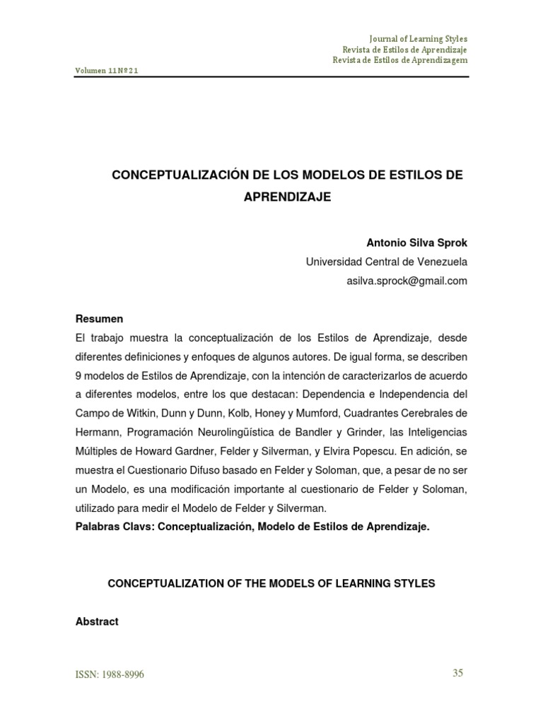 Estilo de Aprendizaje | PDF | Aprendizaje | Inteligencia