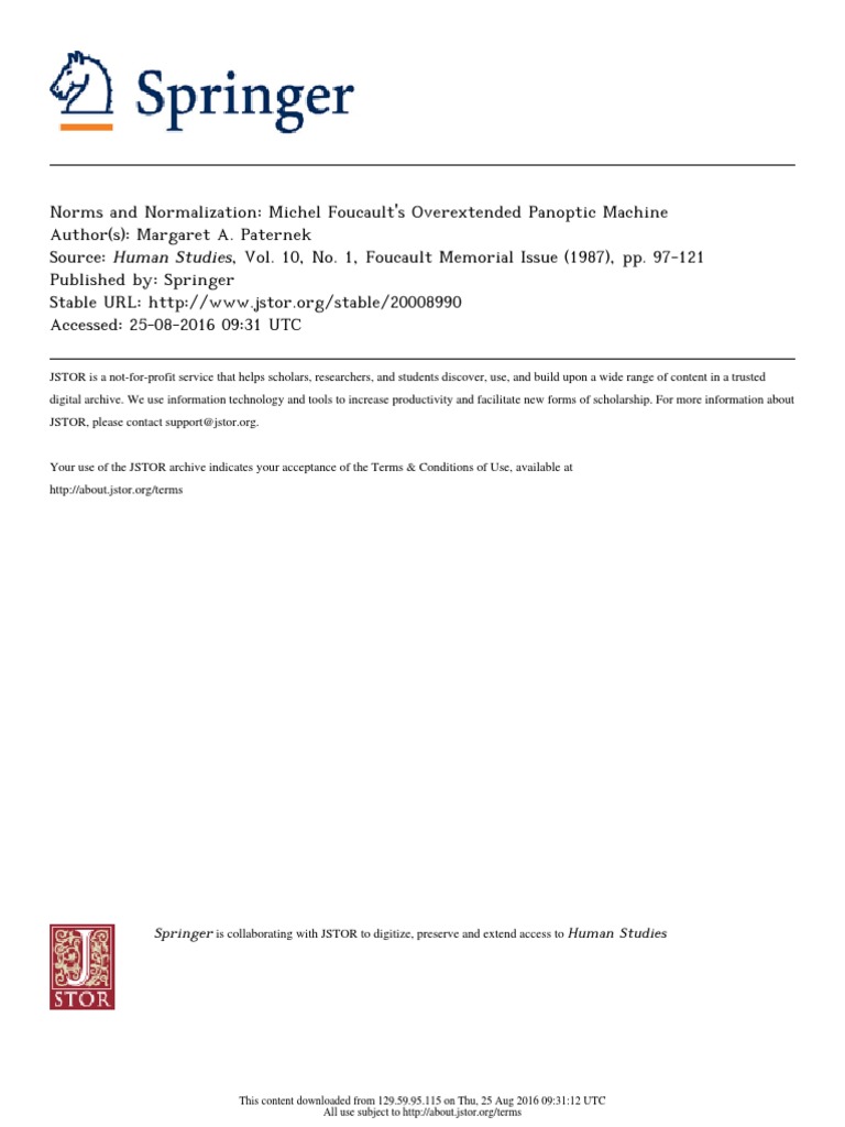 Norms and Normalization Michel Foucault's Overextended Panoptic Machine ...