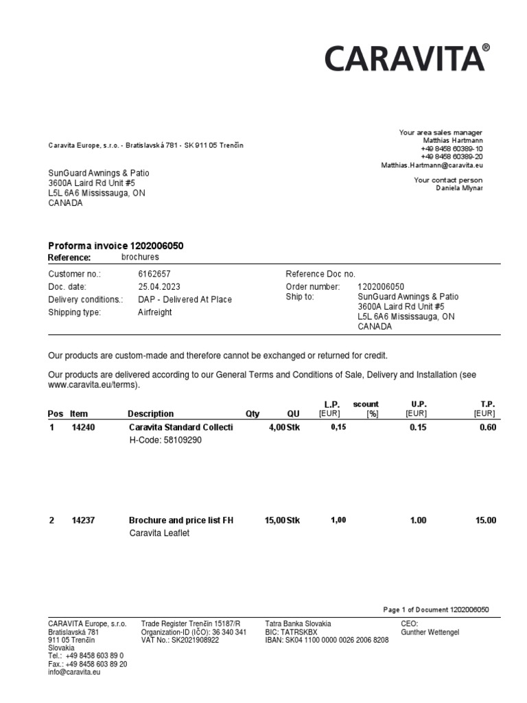 Sunguard CA Proforma Invoice | PDF | Business Process | Payments