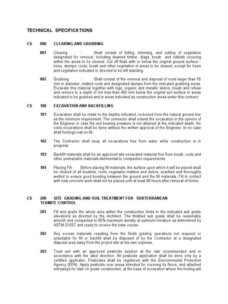 Technical Specifications | PDF | Door | Concrete