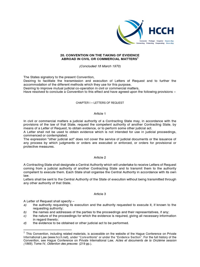 Hague Convention On Evidence Discovery in Civil and Commercial ...