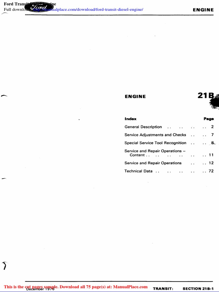 Ford Transit Diesel Engine | PDF