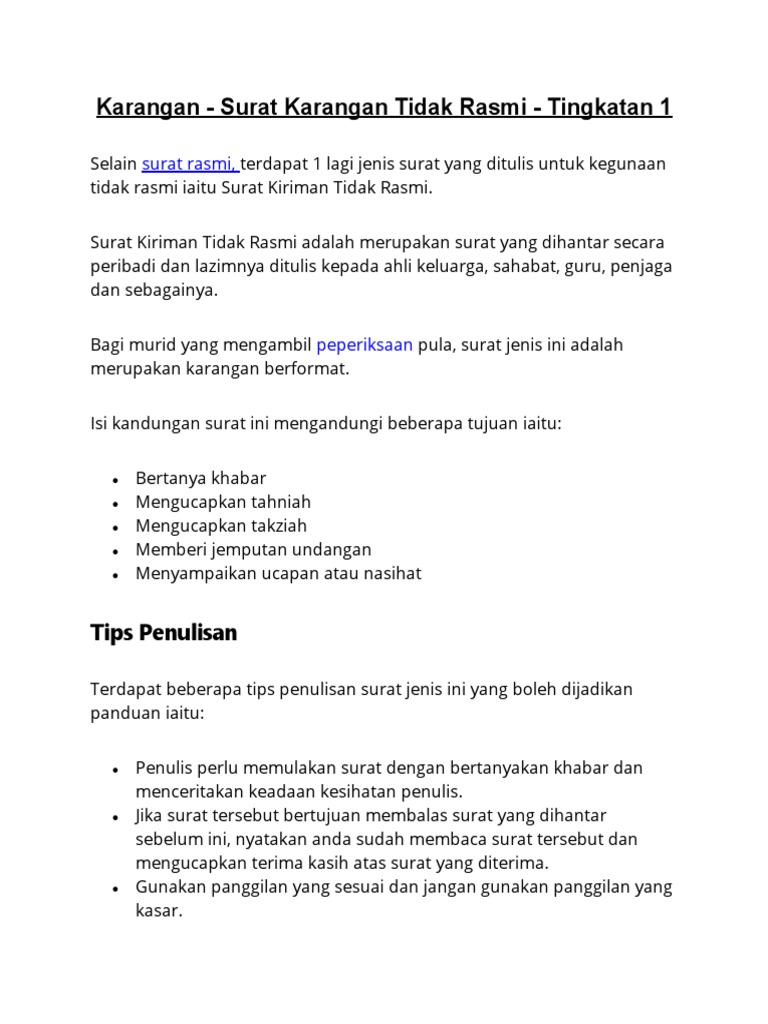 Panduan Surat Kiriman Tidak Rasmi | PDF | Karier & Perkembangan