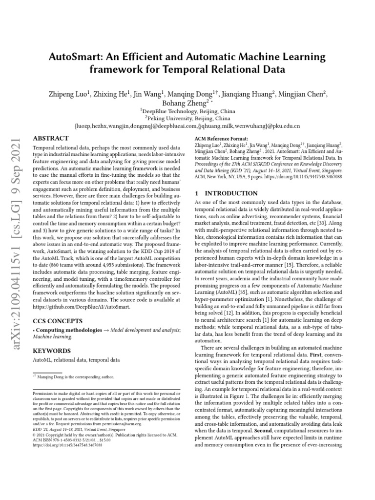 AutoSmart An Efficient and Automatic Machine Learn | PDF | Machine ...